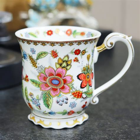 베스트데코 로얄 머그 2p 세트 머그컵 머그잔 플로리 블루 머그 다알리아 머그 물컵 녹차잔 머그세트 티몬