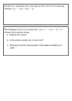 If C 7 Illustrative Mathematics Algebra 1 Unit 6 By More Math Tpt
