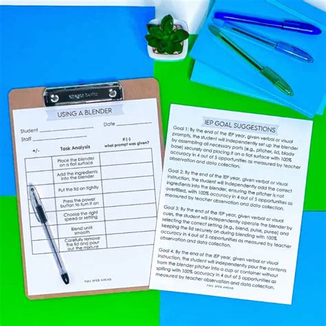 Use Blender Cooking Skills Class Visual Task Analysis Template Special Education