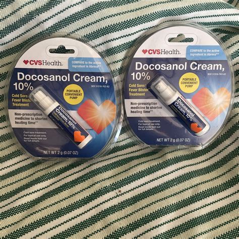 2 Lot Cvs Health Docosanol Cream 10 Cold Sore Fever Blister Treatment