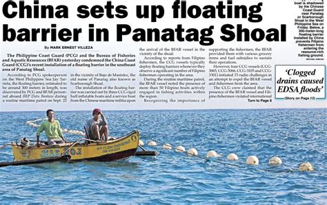 China Sets Up Floating Barrier In Panatag Shoal Pressreader