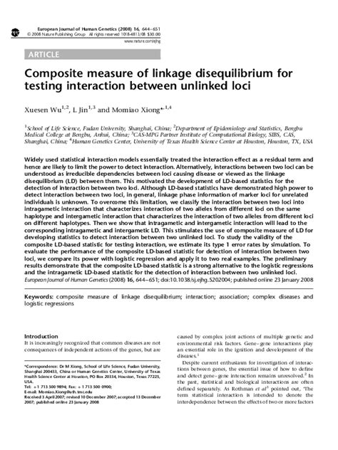 Pdf Composite Measure Of Linkage Disequilibrium For Testing