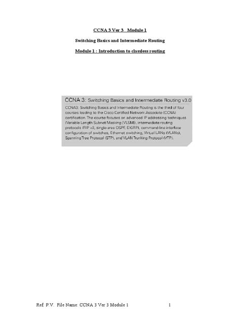Ccna 3 Ver 3 Module 1 Pdf Ip Address Routing