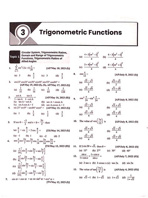 Trignometric Functions Pdf