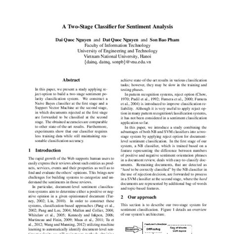 A Two Stage Classifier For Sentiment Analysis Acl Anthology