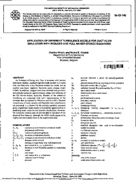 Pdf Application Of Different Turbulence Models For Duct Flow Simulation With Reduced And Full