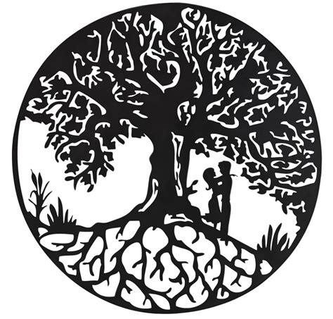 Black Finish Tree Of Life With A Couple Lovers People Solid Etsy