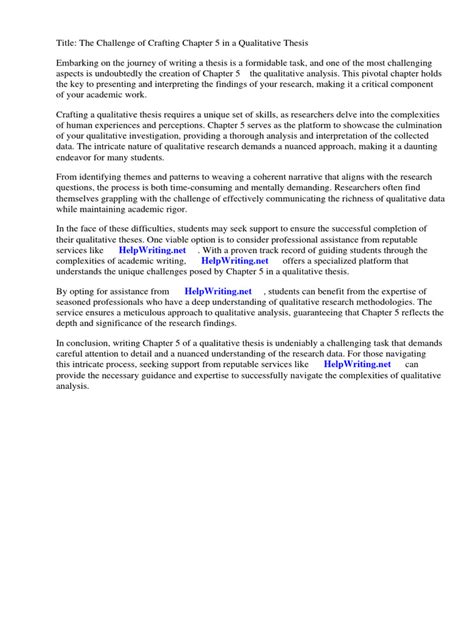 Chapter 5 Thesis Sample Qualitative Pdf Qualitative Research Methodology
