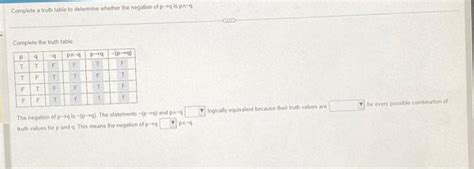 Solved Complete A Truth Table To Determine Whether The Chegg