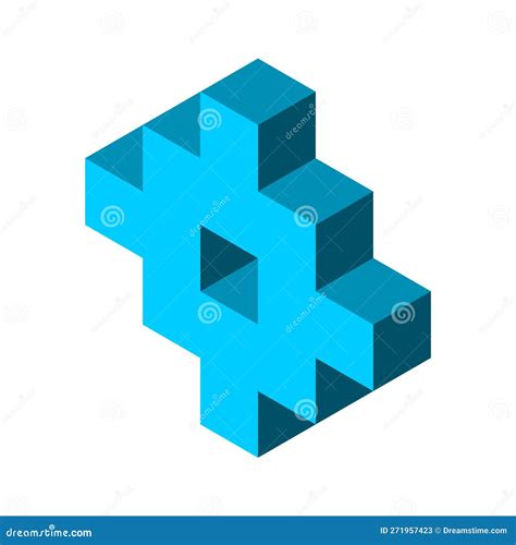 Blue Structure Made Of Cubes Architectural Decorative Feature Isometric Shape With Opening In