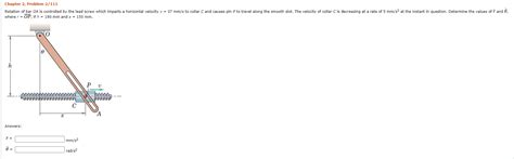 Solved Chapter 2 Problem 2 111 Rotation Of Bar Oa Is