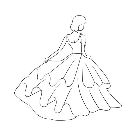 Silueta De Un Hermosa Mujer En Un Largo Vestido Valores Vector Ilustraci N Aislado En Blanco