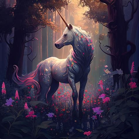 Premium Ai Image Generative Ai Unicorn In A Fairy Colorful Forest