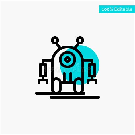 Human Robotic Robot Technology Turquoise Highlight Circle Point Vector Icon Stock Vector