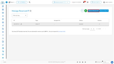 Reserve IP Address E E Cloud