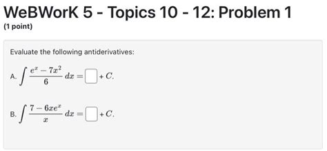 solved webwork 5 topics 10 12 problem 1 1 point