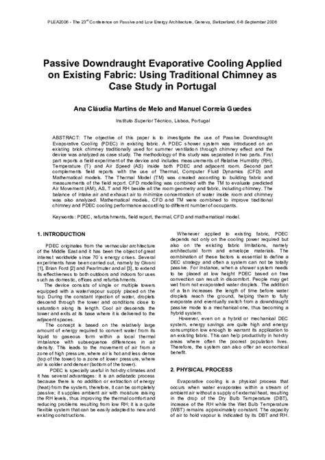 Pdf Passive Downdraught Evaporative Cooling Applied On Existing