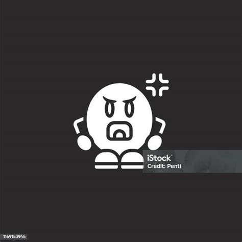 외치는 아이콘 웹 사이트 디자인 및 모바일 앱 개발을위한 채워진 외침 아이콘 검은 배경에 고립 된 채워진 이모티콘 사람들