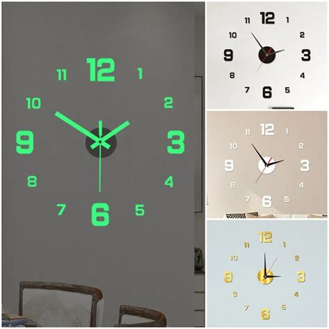 야간에 빛나는 벽시계 틀 없음 Diy 스테레오 디지털 시계 홈 거실 사무실 벽 장식 Aliexpress