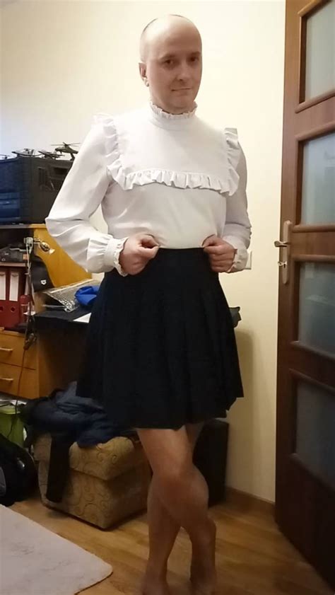 Man Skirt Dress Skirt Guys In Skirts Sissy Dress Ruffle Shirt Nylon Stockings Black Skirt