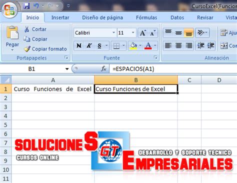 Tecnología e Informática Funciones de excel ESPACIOS Funcion de Texto