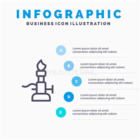Fire Lab Light Science Torch Line Icon With 5 Steps Presentation Infographics Background