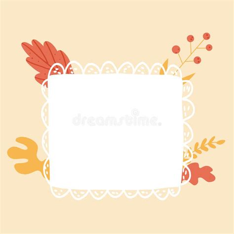 Autumn Simple Background With Frame Banner And Invitation Template With Border And Copy Space