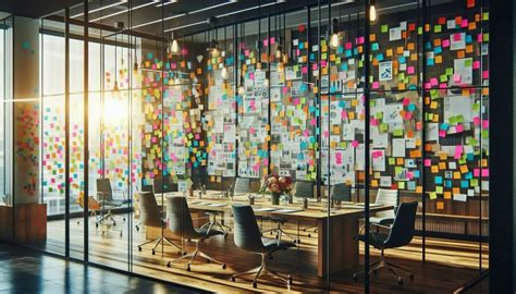 A Conference Room After A Brainstorming Session Marked By Color Stock Illustration