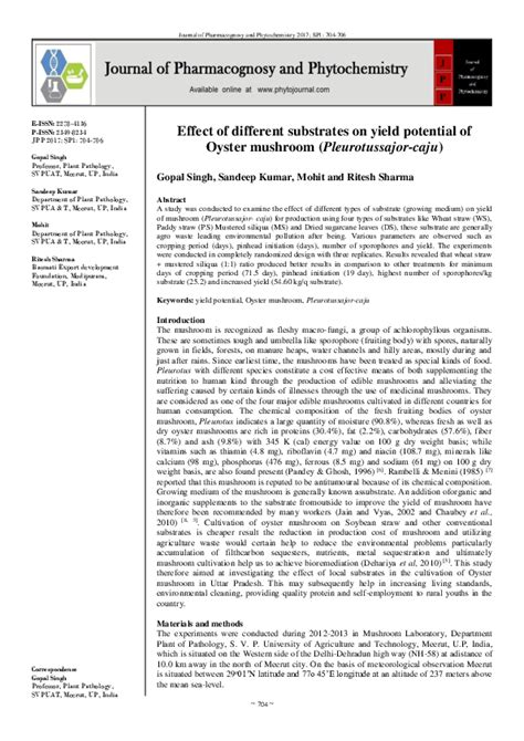 Pdf Comparative Efficacy Of Different Substrates For Cultivation And