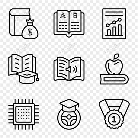 교육 및 전자 학습 선형 아이콘 벡터 팩 Png 일러스트 무료 다운로드 Lovepik
