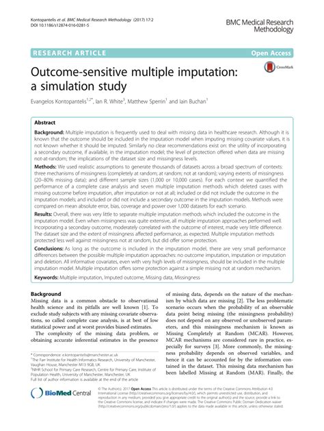 PDF Outcome Sensitive Multiple Imputation A Simulation Study