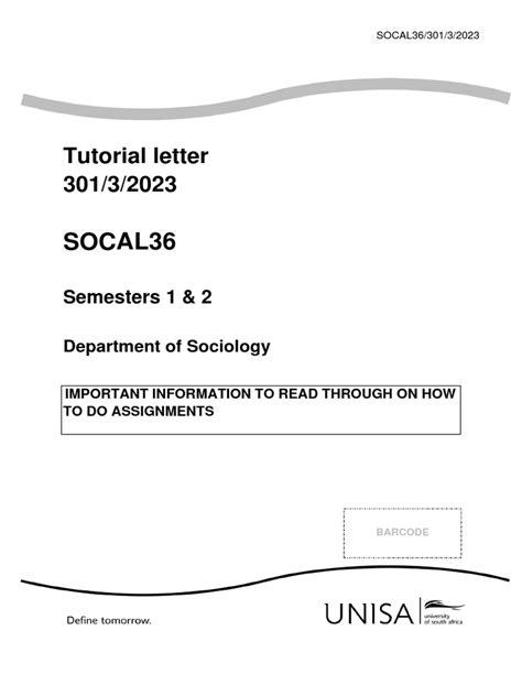 Socal36 Tutorial Letter 301 3 2023 Pdf