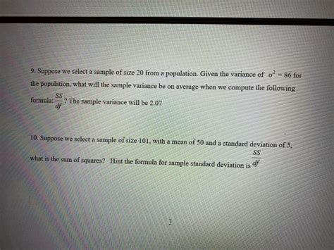solved 9 suppose we select a sample of size 20 from a