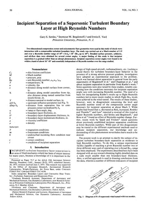 Pdf Incipient Separation Of A Supersonic Turbulent Boundary Layer At