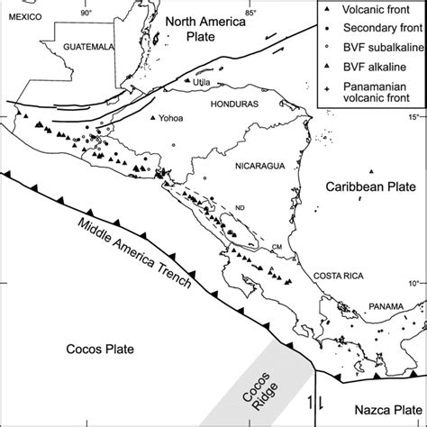 Location Map For Central American Volcanoes Cm Marks The Location Of