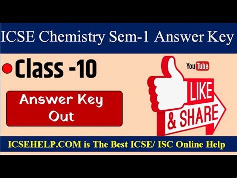 Icse Chemistry Sem 1 Answer Key Of Class 10 Session 2021 22 Youtube
