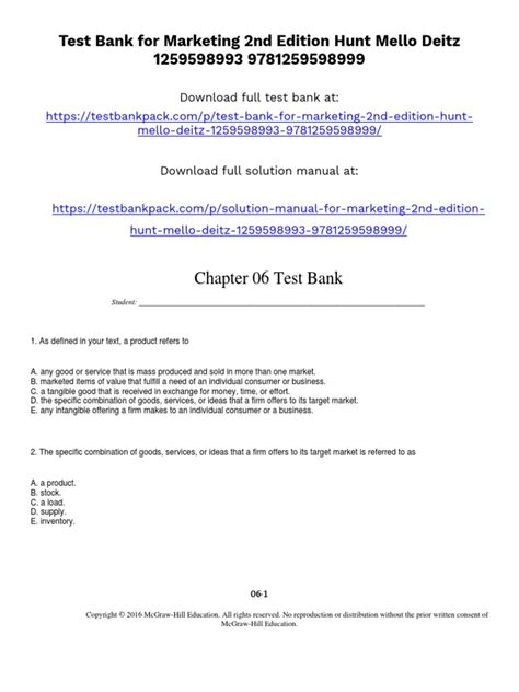 Marketing 2nd Edition Hunt Test Bank Download Pdf New Product Development Marketing
