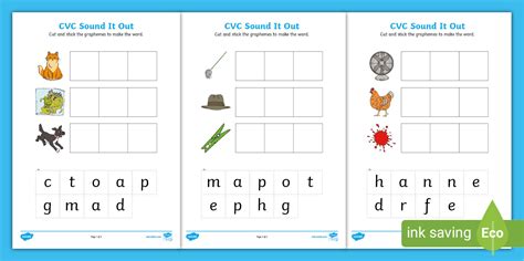 Phonics Phase 2 Cut And Stick Segmenting Activity Twinkl
