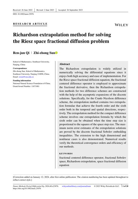 Richardson Extrapolation Method For Solving The Riesz Space Fractional
