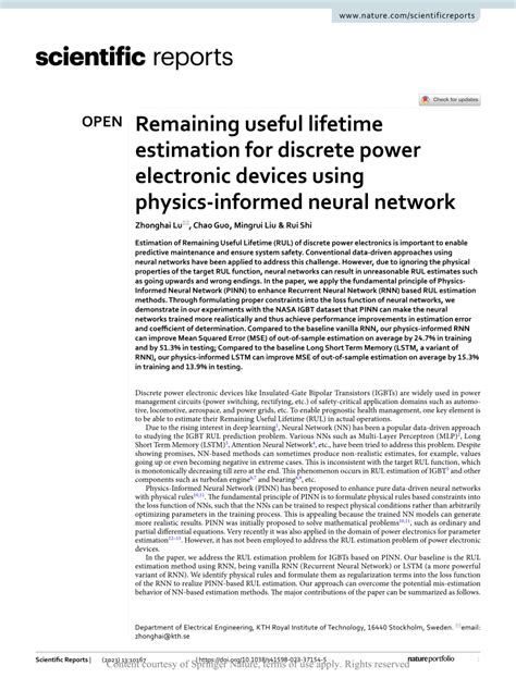 Pdf Remaining Useful Lifetime Estimation For Discrete Power Electronic Devices Using Physics