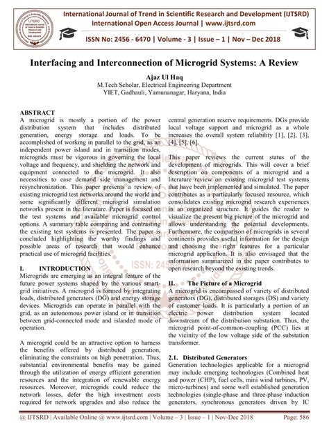 Microgrid Systems Interfacing And Interconnection Review
