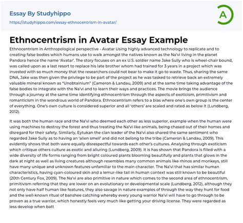 Ethnocentrism In Avatar Essay Example