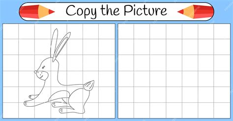 토끼를 그리는 방법 단계별로 그리드 학습 그리기 그리기 튜토리얼 아이들을 위한 수업 책 색칠 페이지 어린이 교육 예술 페이지