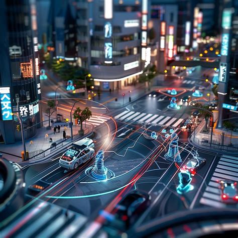 Smart City Intersection With Autonomous Vehicles Premium Ai Generated Image