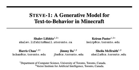Keiran Paster On Twitter Meet Steve 1 An Instructable Generative Model For Minecraft Steve 1
