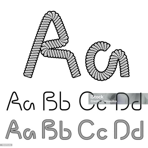 꼬기 글꼴 알파벳간단한 밧줄 편지a 벡터 A B B C C D D 0명에 대한 스톡 벡터 아트 및 기타 이미지 0명 개체
