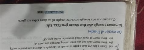 A Draw A Line P Q Take A Point A Outside It Through A Draw A Line Pa