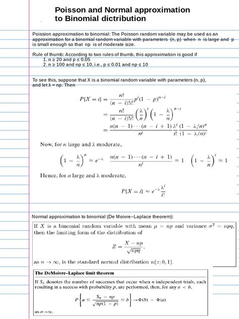 Notes Poisson Normal Approx To Binomial Pdf