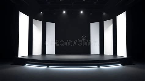 Minimalist Mordern Event Stage With Blank Empty Panel Screen Clean