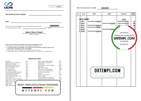 Filipino The United Coconut Planters Bank Ucpb Passbook Example In Xls And Pdf File Format